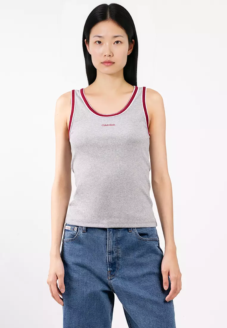 Buy Calvin Klein Color Block Cotton Rib Crew Tank Top 2026 Online | ZALORA