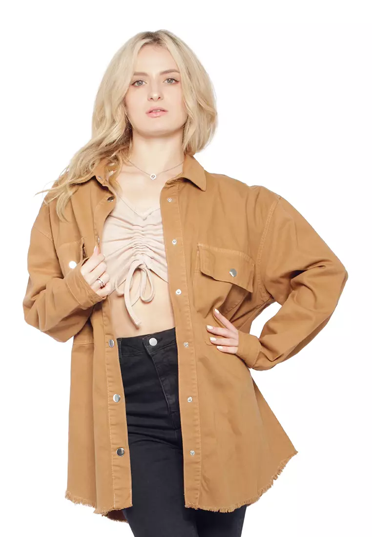 Buy London Rag Brown Oversized Long Sleeve Shacket 2025 Online | ZALORA ...