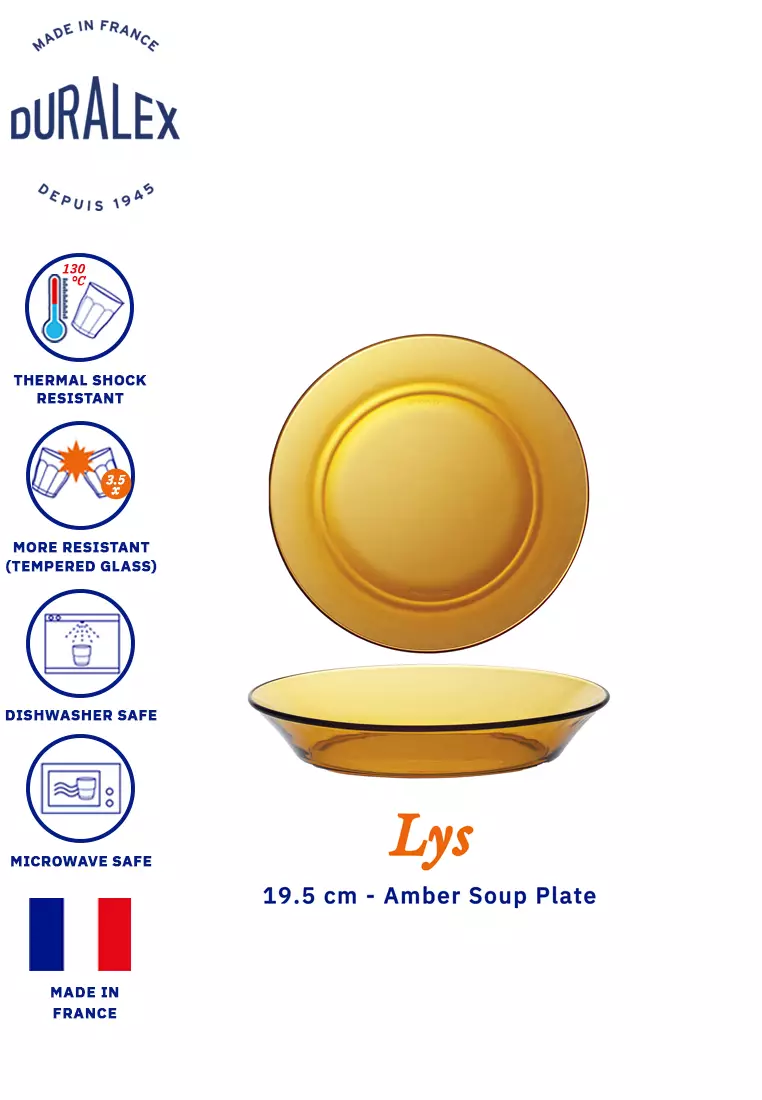 Buy Duralex Duralex 6 Pcs 19.5cm Tempered Glass Lys Amber Soup Plate ...