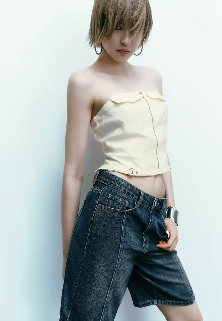 Buy Urban Revivo Zipper Front Tube Top Online | ZALORA Malaysia