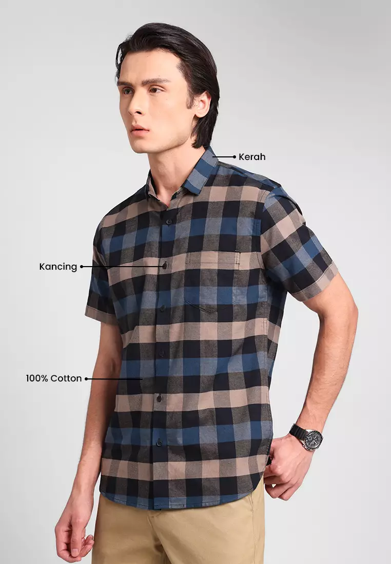 Jual Manzone Manzone Kemeja Lengan Pendek Pria Slim Fit Rodrick 6 ...