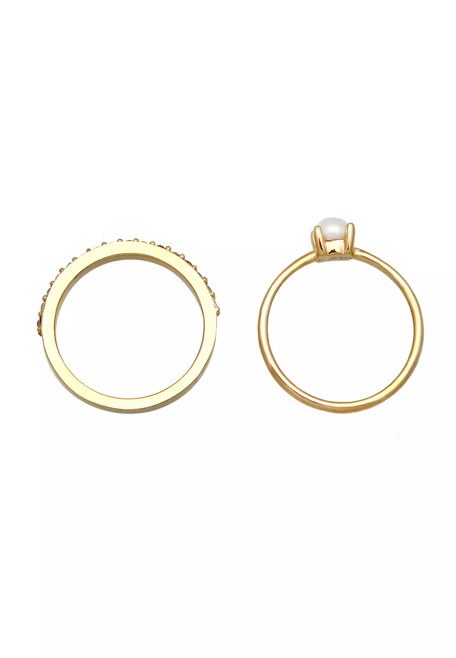 Buy ELLI GERMANY Swarovski® Crystal Pearl Ring Set – Gold-Plated Silver ...