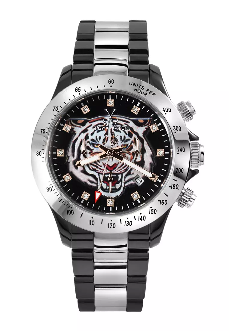 Buy ToyWatch Tiger Two-Tone Silver Black Unisex Watch TYCHMC22BKSL ...