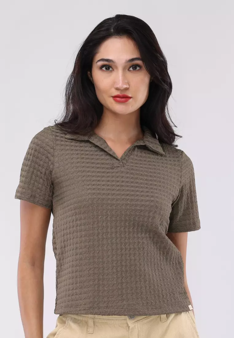 Buy Redgirl Textured Knits Short Sleeve Blouse 2025 Online | ZALORA ...