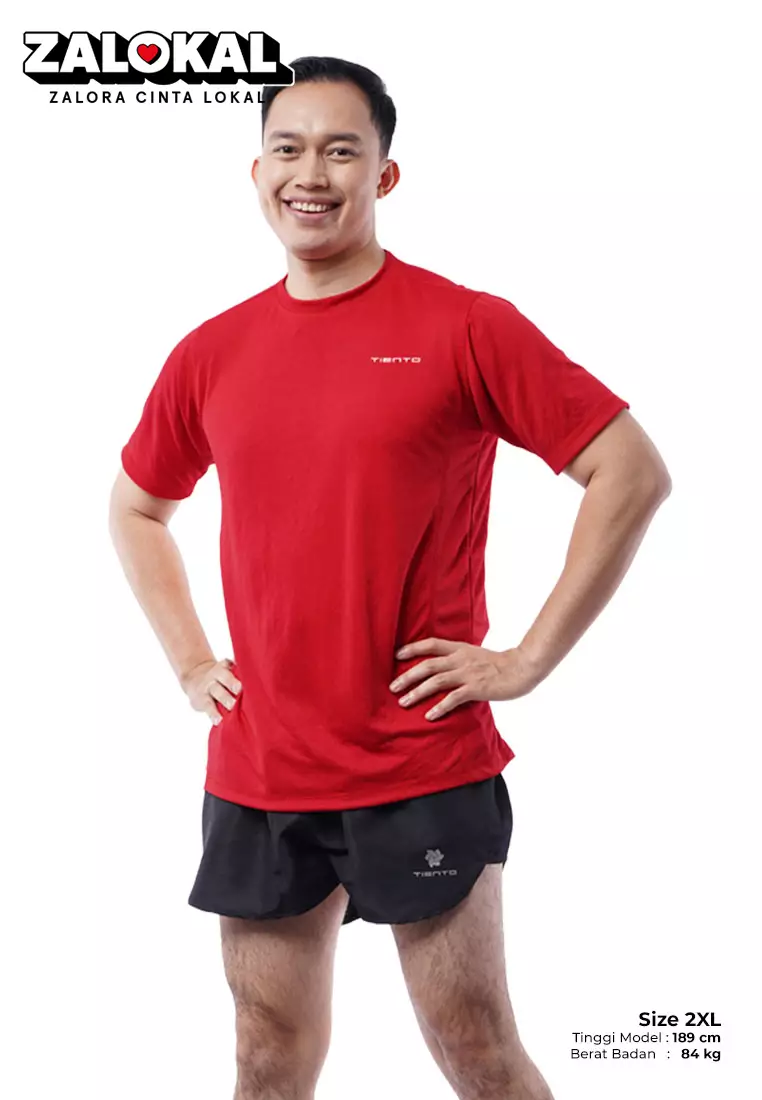 Jual Tiento Tiento Kaos Dry Fit Men Red Baju Olahraga Lari Pria Original 2025 | ZALORA Indonesia
