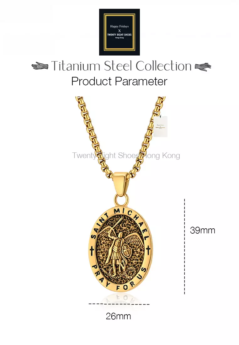 Buy HAPPY FRIDAYS Titanium Steel St. Michael The Archangel Pendant ...