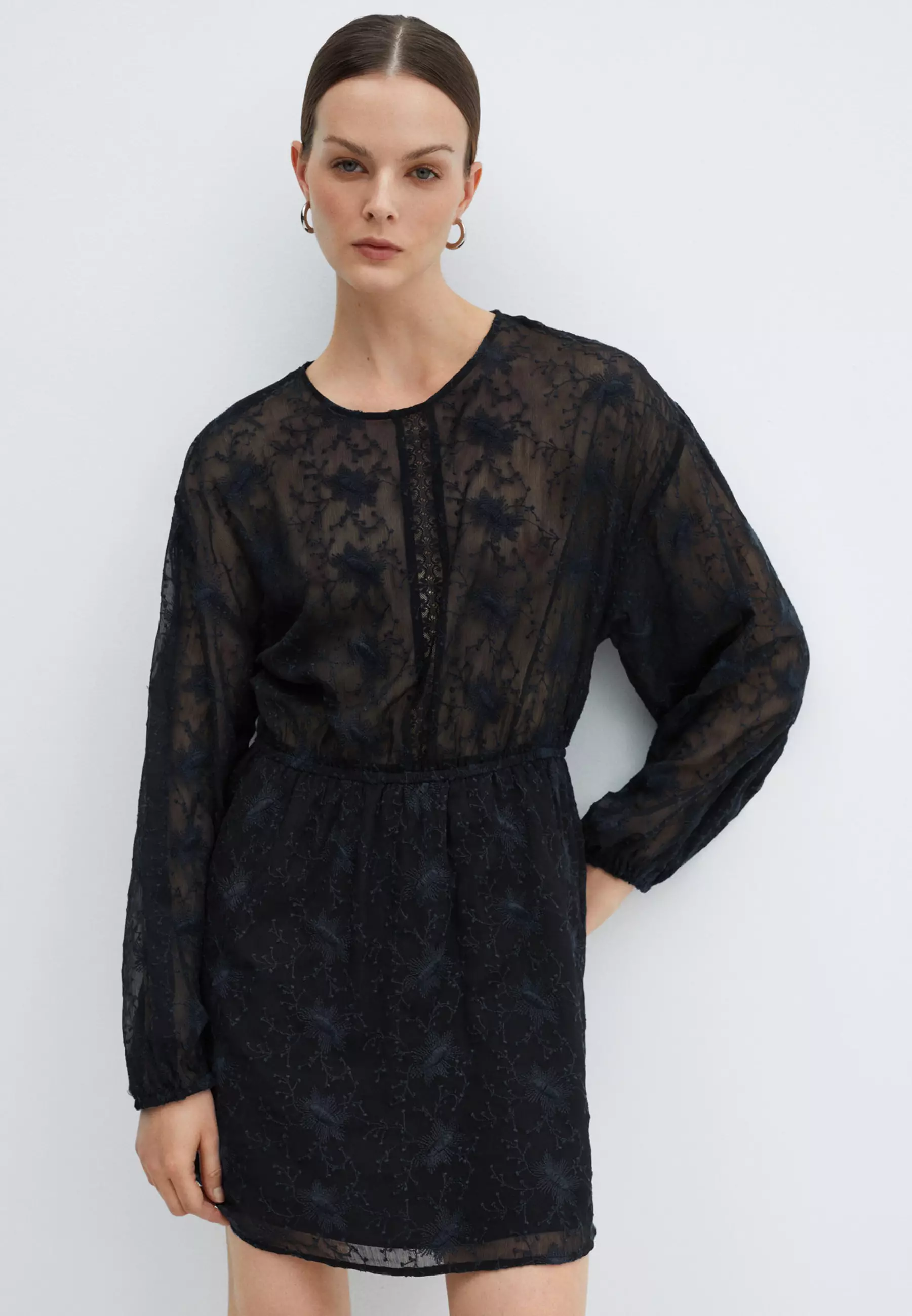 Jual Mango Puff-Sleeved Embroidered Dress Original 2024 | ZALORA ...