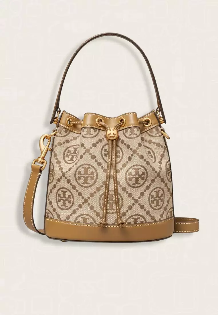 Jual TORY BURCH Tory Burch T Monogram Jacquard Bucket Bag Hazelnut Original 2025 | ZALORA ...