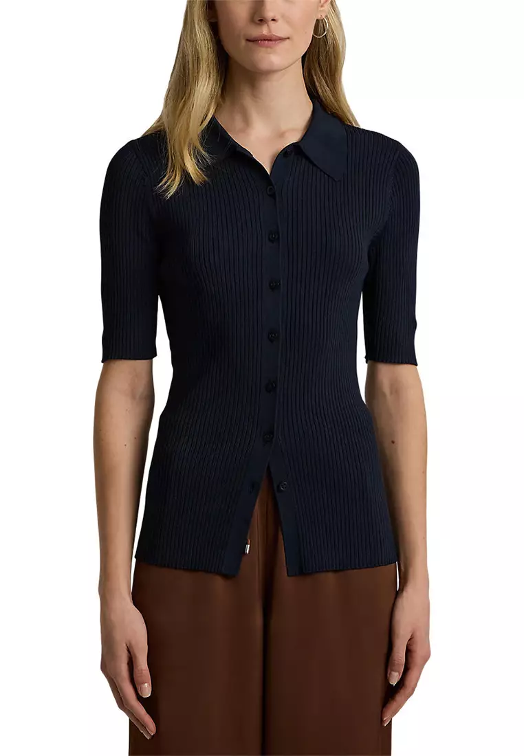 Buy Polo Ralph Lauren Lauren Ralph Lauren Rib-Knit Elbow-Sleeve Polo Cardigan 2024 Online ...