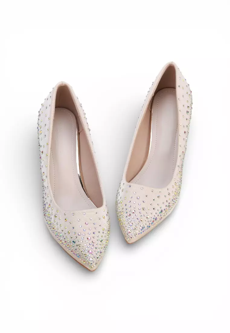 Buy SHOEPOINT Elegant Crystal Embellished Pointed Toe Heels for Party ...