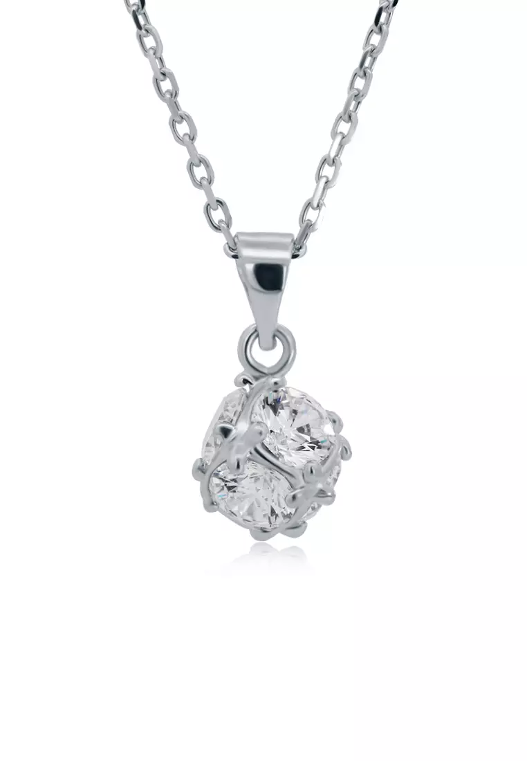 Buy Alfredulla Cubist Silver 925 Zirconia Necklace 2024 Online | ZALORA ...