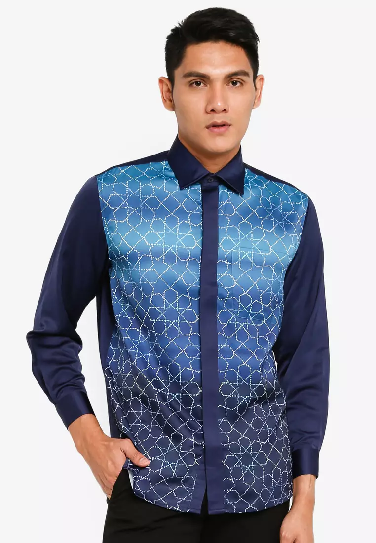 Buy Gene Martino Long Sleeve Batik Shirt Online | ZALORA Malaysia