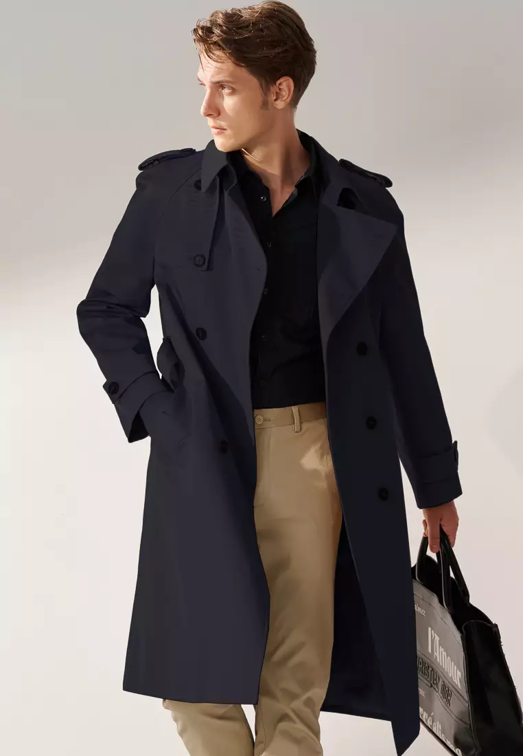 Buy SST&C Midnight Blue Double Breasted Trench Coat 2025 Online | ZALORA