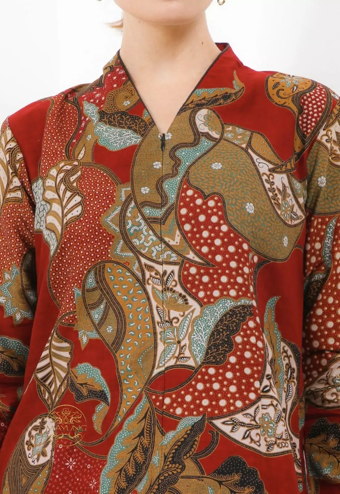 Jual Batik Mayung Blouse Batik Laurendra Maron Premium Slimfit Elegant ...