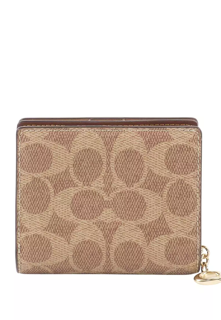 Buy Coach Snap Wallet In Signature Canvas - Tan Brown Online | ZALORA ...
