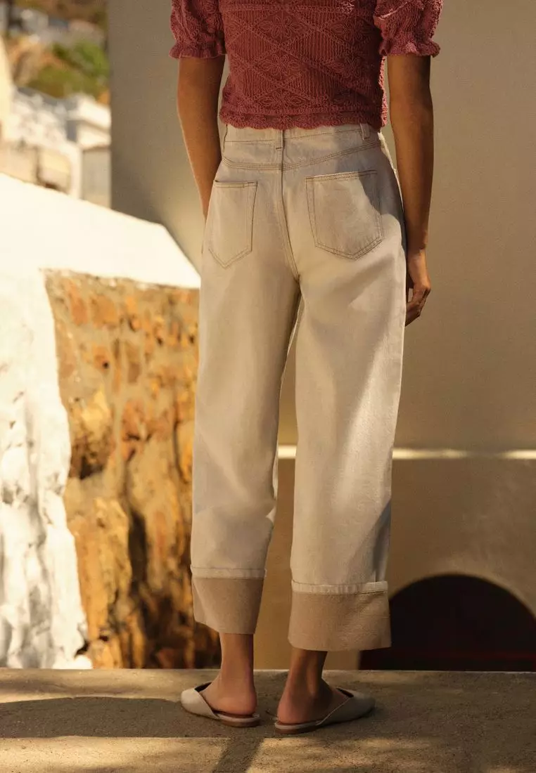 Buy NEXT Cropped Turn Up Wide Leg Jeans 2025 Online | ZALORA