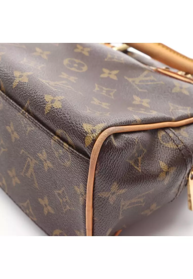 Buy Louis Vuitton Pre-Loved Louis Vuitton Manhattan PM monogram Handbag PVC leather Brown Online ...