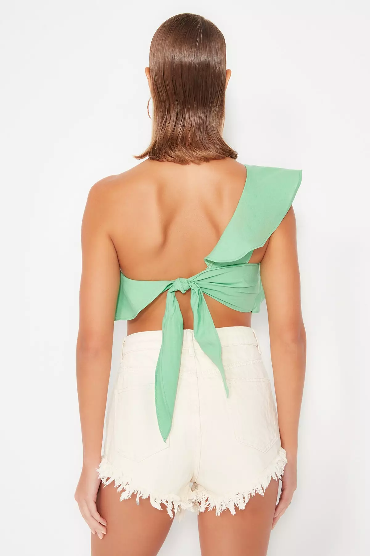Buy Trendyol Crop Ruffles One Shoulder Blouse 2025 Online Zalora