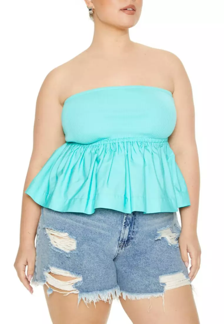 Buy Forever 21 Plus Size Strapless Peplum Top 2024 Online Zalora