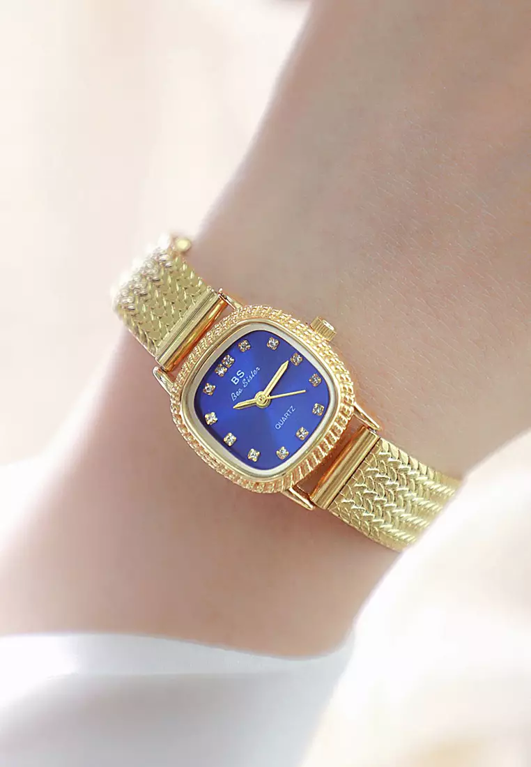Buy Bee Sister BS Simple Temperament Gold Square Blue Surface Quartz ...