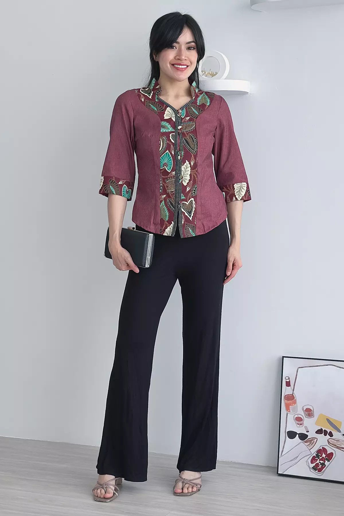 Jual DhieVine Batik Aryadewi Daun Maroon Batik Blouse Original 2025 ...