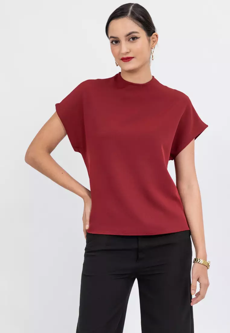Buy BADOMODA DEMURE Funnel Neckline Blouse 2025 Online | ZALORA Philippines