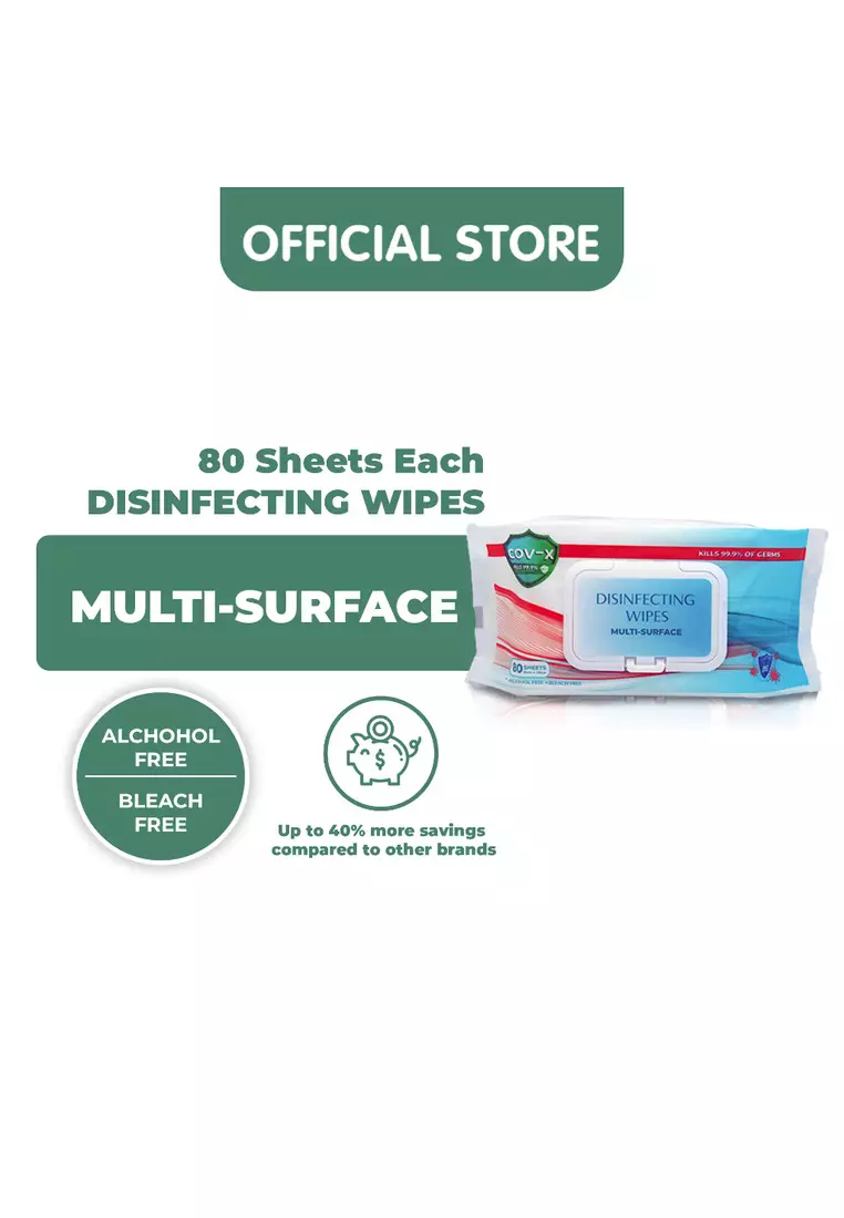 Buy COV-X COV-X Surface Disinfectant Wipes 80 sheets, Alcohol and Bleach Free, Multi Surface ...