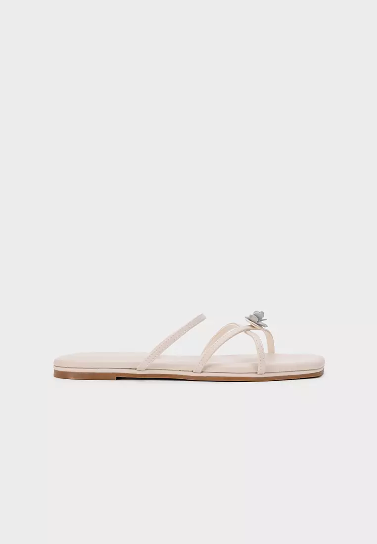 Buy nose FLORAL DETAIL STRAPPY SQUARE TOE FLAT SLIDE 2026 Online | ZALORA