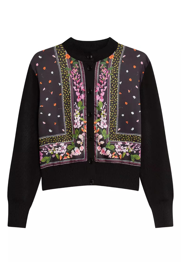 Buy TED BAKER Ted Baker DEMILI Printed Woven Front Cardigan Online ...