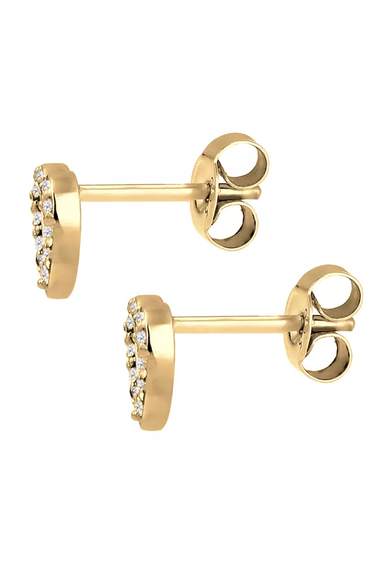 Buy ELLI GERMANY Swarovski® Crystal Heart Stud Earrings – Gold-Plated ...