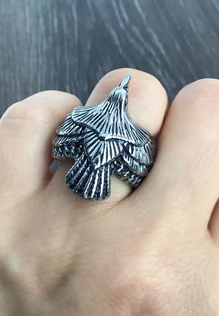 Jual San Marco Men's Accessories Eagle Premium Stainless-Steel Cincin Pria Ring Silver Original ...
