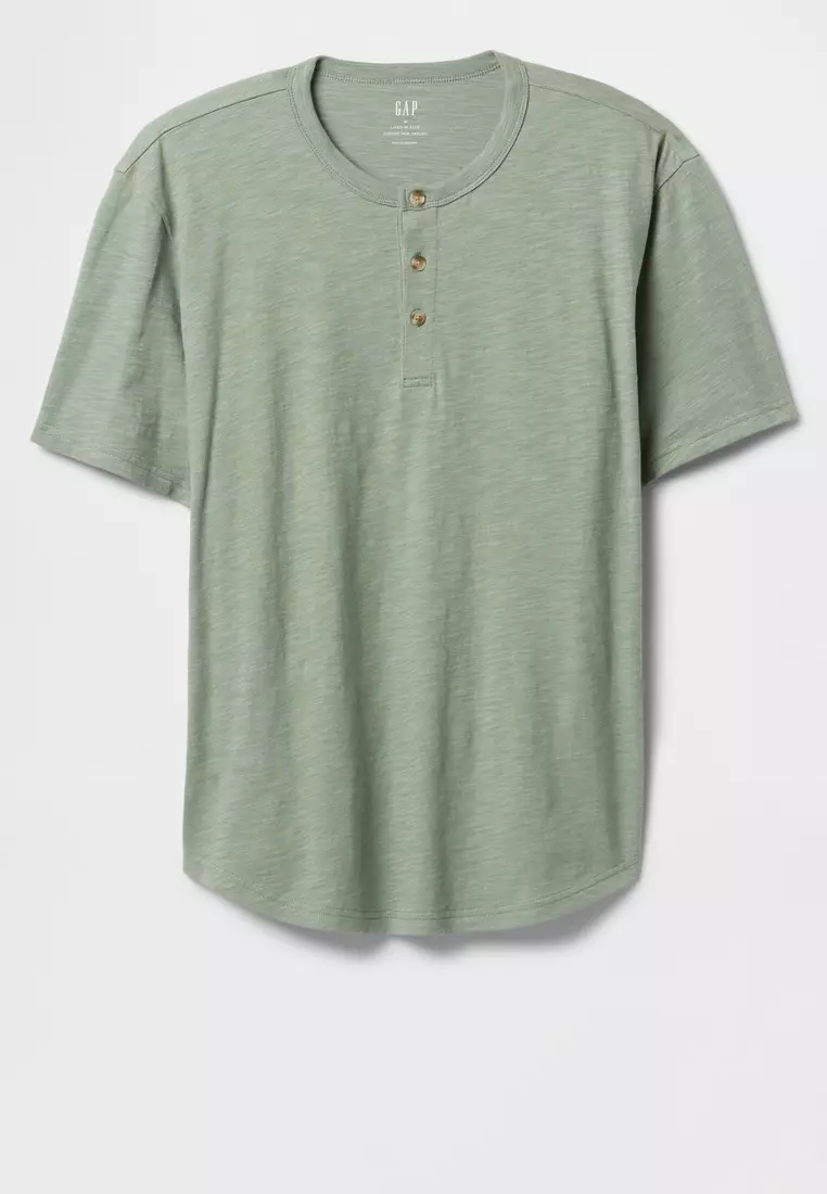 Buy GAP Lived-In Relaxed Curved Hem Henley T-Shirt Online | ZALORA Malaysia