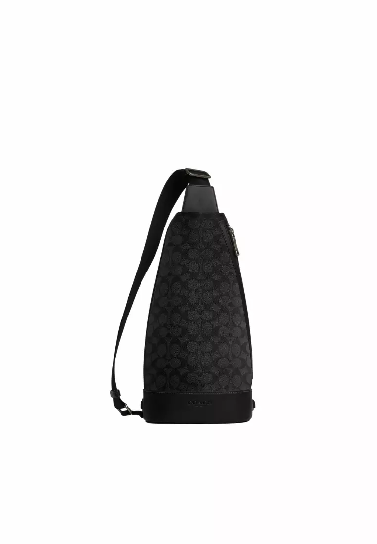 Buy Coach Coach Dominic In Signature Canvas Sling Bag In Charcoal Black ...