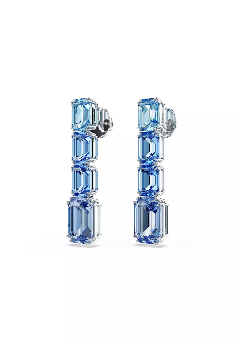 Buy Swarovski Millenia drop earrings, Octagon cut, Color gradient, Blue ...