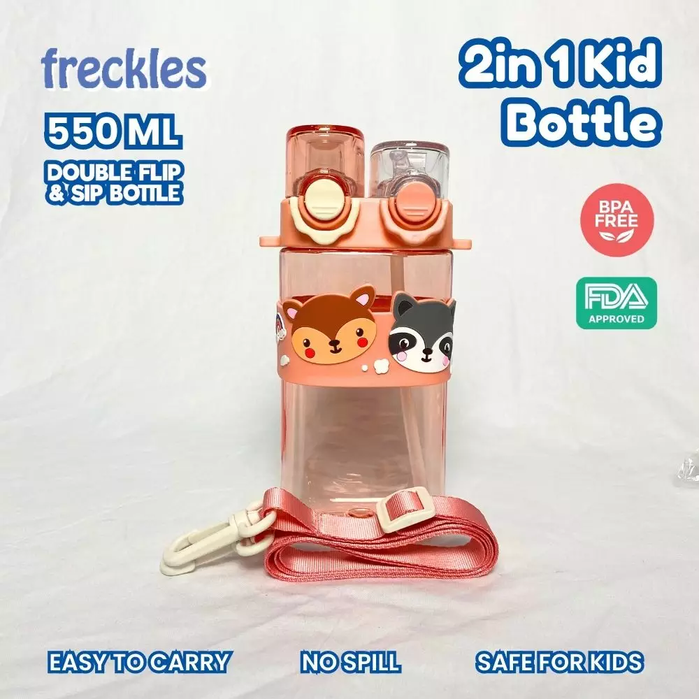 Jual Okiedog Freckles 2in1 Kids Bottle 550ml - Coral - Botol anak dengan 2 tutup botol unik ...