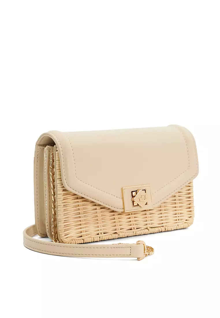 Buy Dune London Dassia Rattan Crossbody Bag Ecru 2024 Online | ZALORA ...