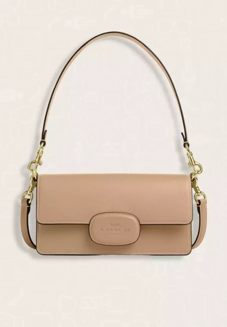 Jual COACH Coach Eliza Flap Crossbody With Leather Covered Closure Tan ...