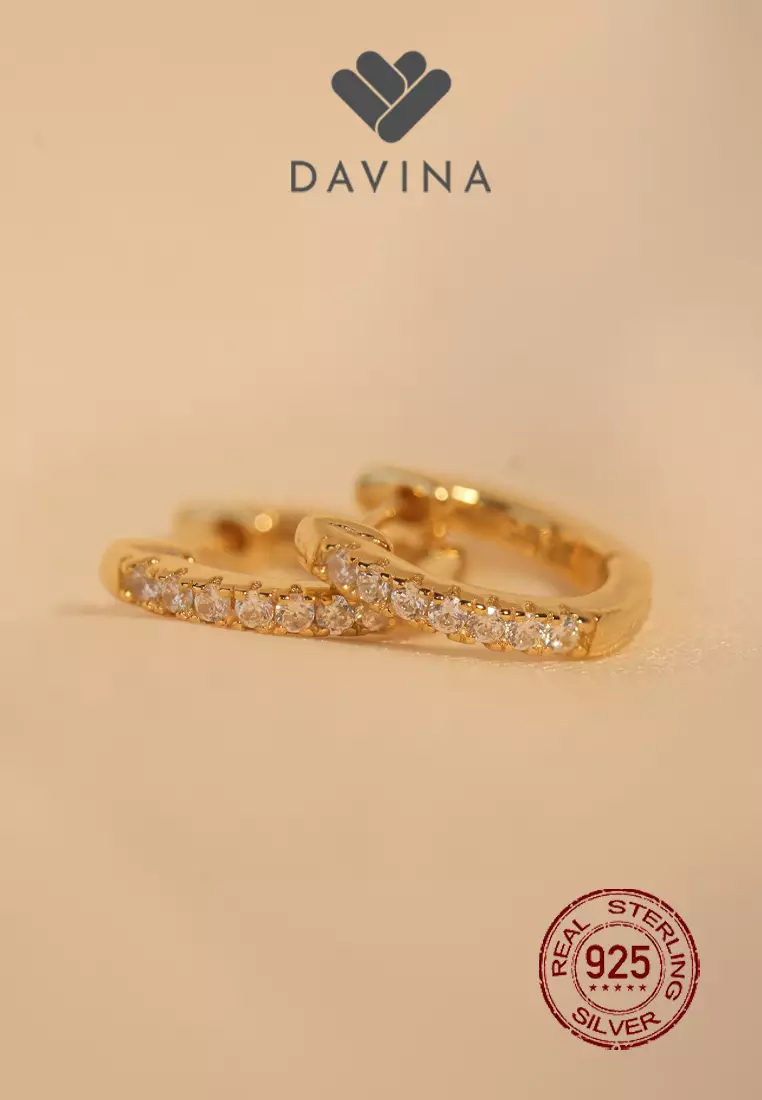 Jual DAVINA Jewelry DAVINA Ladies Amoura Earrings Gold Color Sterling ...