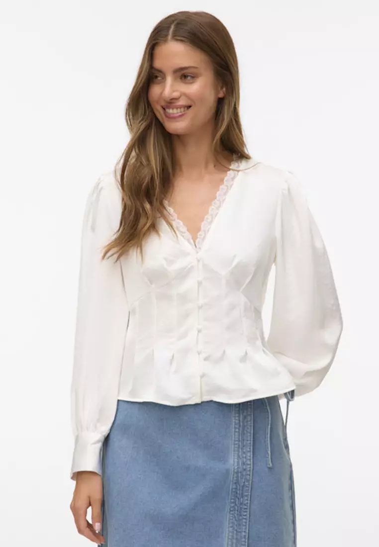 Buy Vero Moda Rita V-Neck Satin Top Online | ZALORA Malaysia