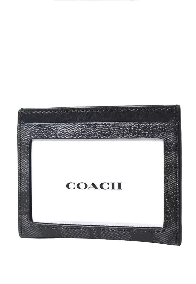Buy Coach Coach Slim ID Card Case In Signature Canvas - Charcoal Black ...