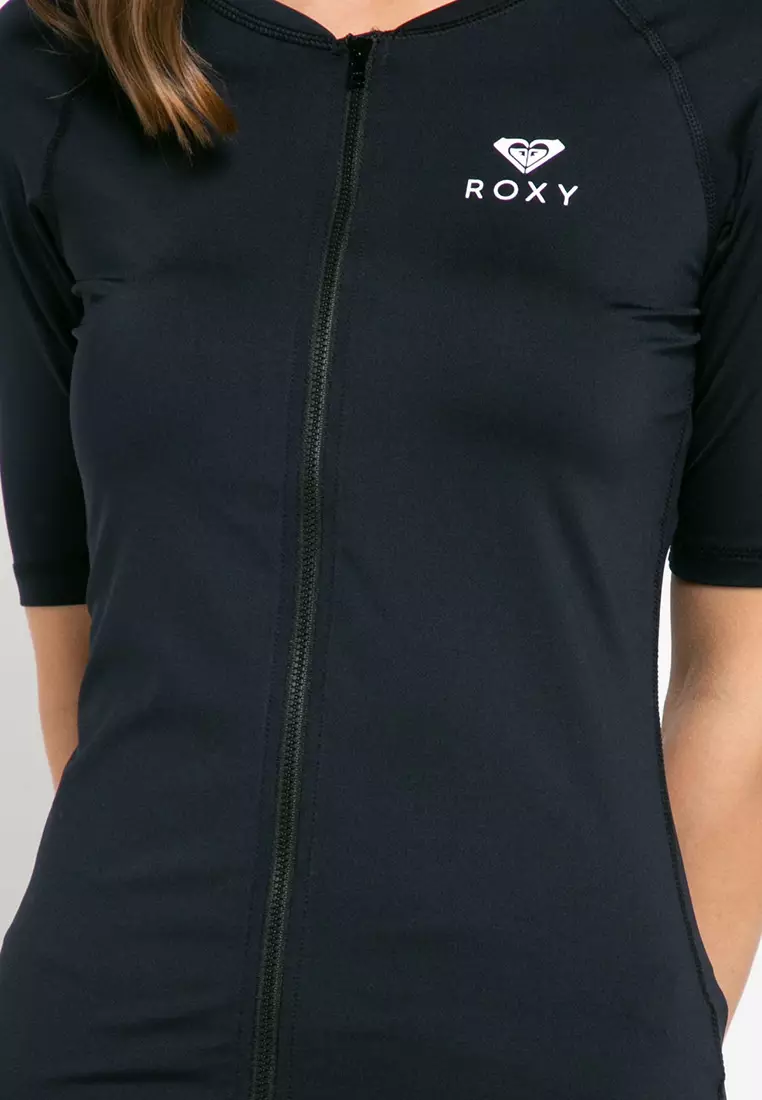Jual Roxy Essentials Short Sleeves Zipped Lycra Rashguard Original 2026 ...