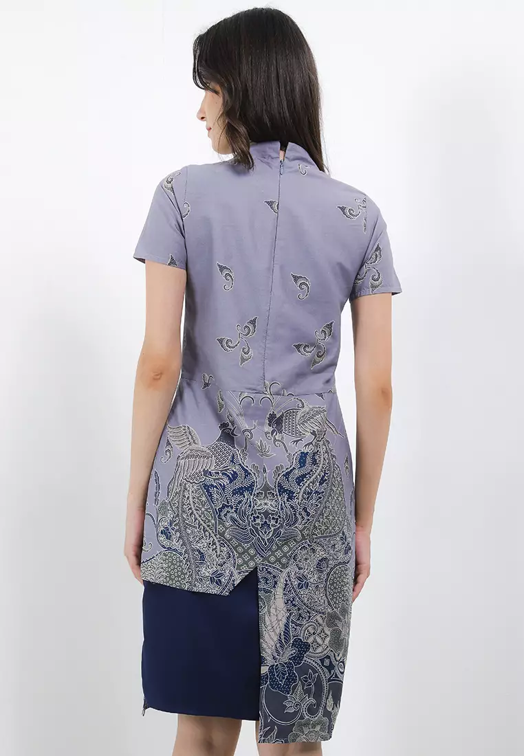 Jual Rianty Batik Dress Batik Wanita Ethania Grey Original 2025 ...