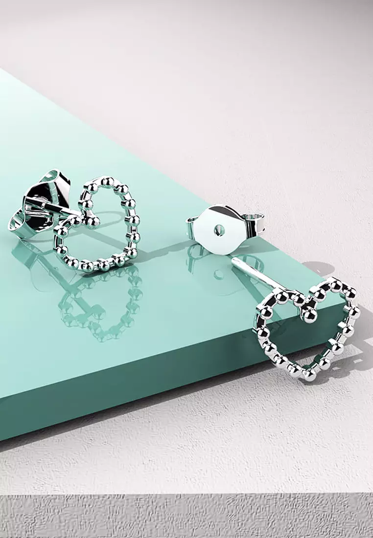 Buy 925 Signature Solid Silver Iron Heart Open Stud Earrings 2025 ...