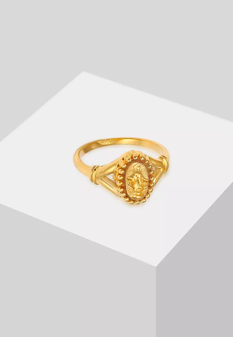 Buy ELLI GERMANY Virgin Mary Signet Ring – Gold-Plated Silver 2026 ...