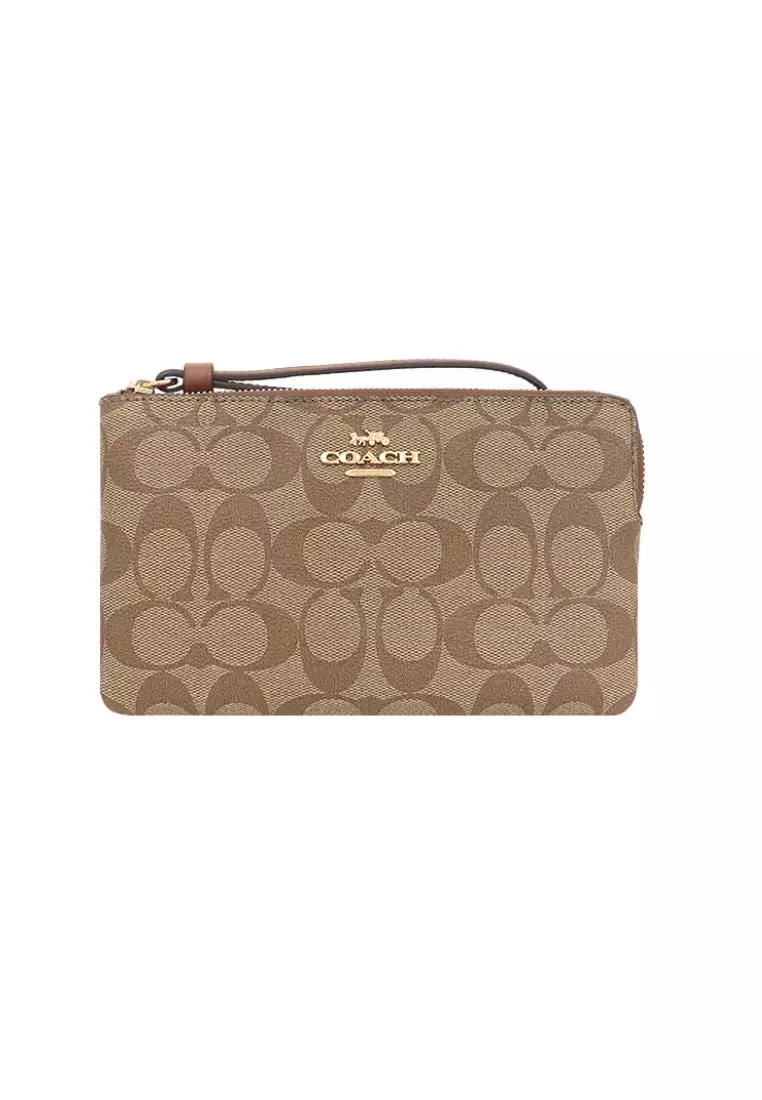 Buy Coach Coach Zip Leather Wallet (6648) - IM/ Khaki /Saddle 2 Online ...