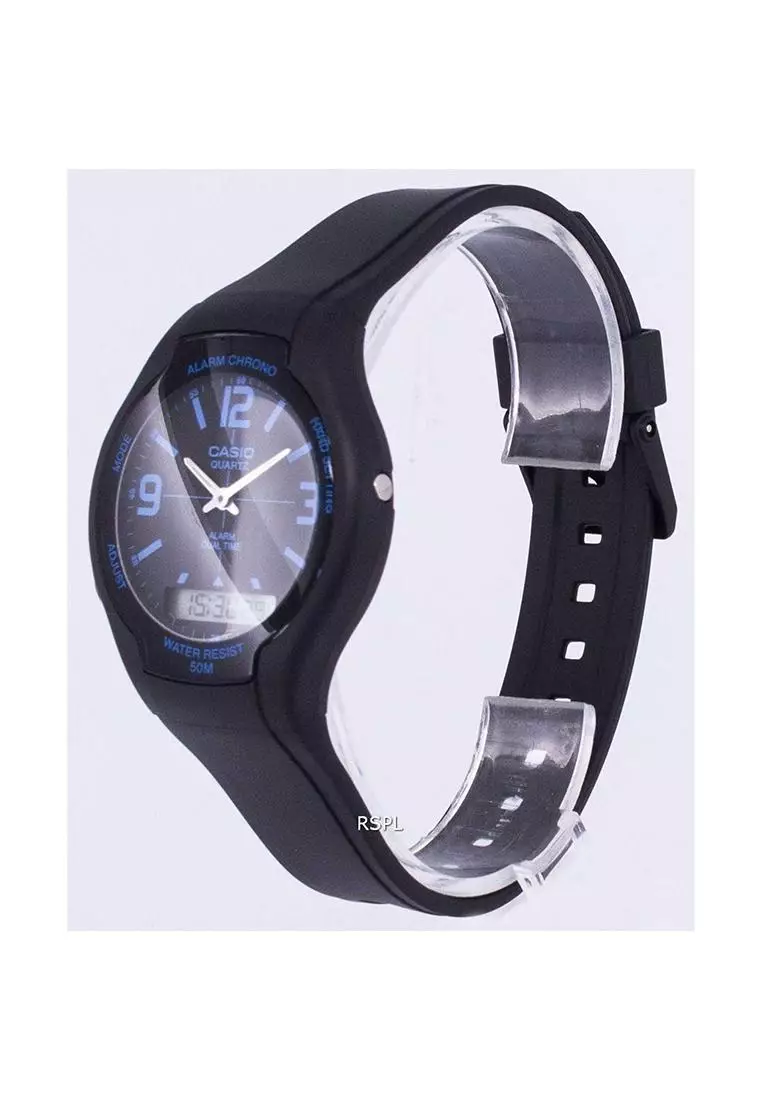 Buy Casio AW-90H-2BV Men's Analog-Digital Watch with Black Resin Band ...