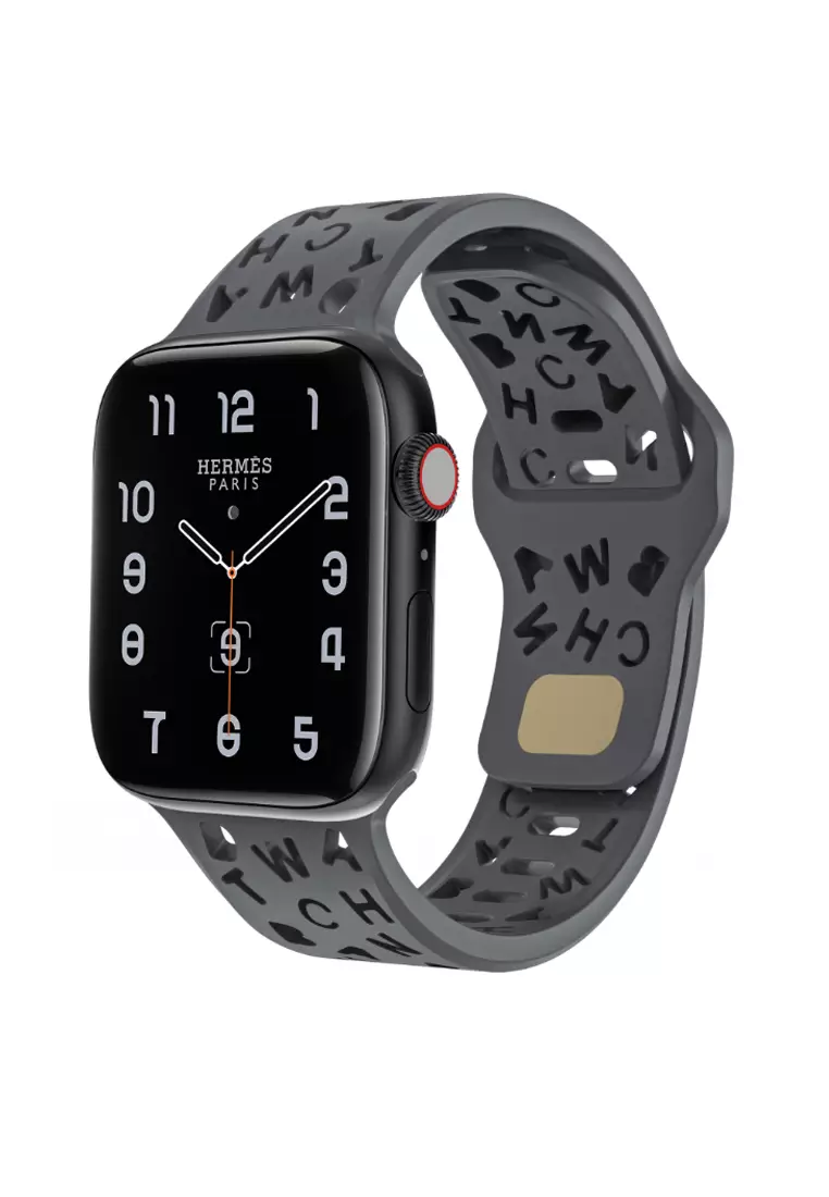 Buy Kings Collection Dark Grey Alphabet Pattern Silicone Apple Watch ...