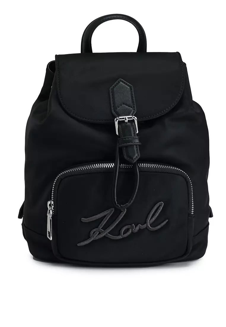 Buy KARL LAGERFELD Signature Nylon Flap Backpack 2025 Online | ZALORA ...