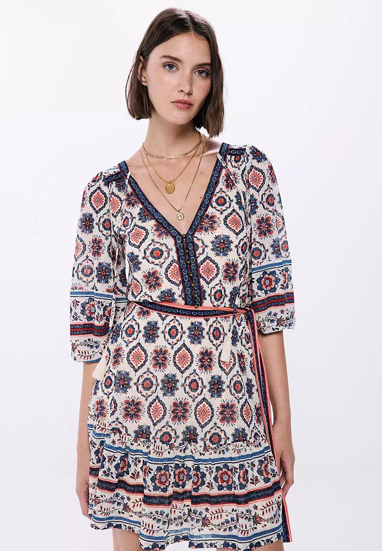 Buy Springfield Short Geometric Belted Dress 2025 Online | ZALORA ...