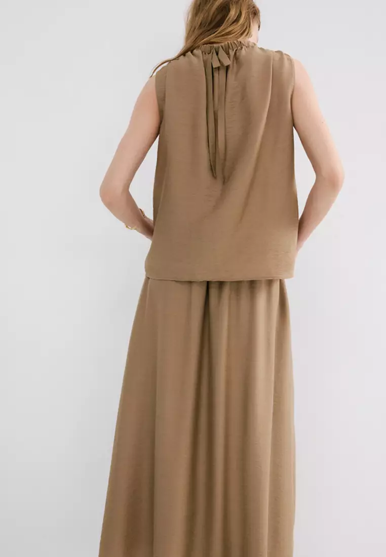 Buy Mango Draped Neck Satin Top Online | ZALORA Malaysia